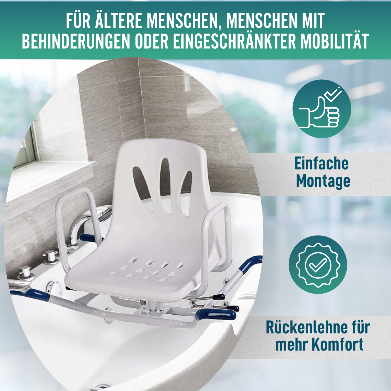 Drehbarer Badewannensitz | Bequemer Duschtransfer — OrtoPrime.de