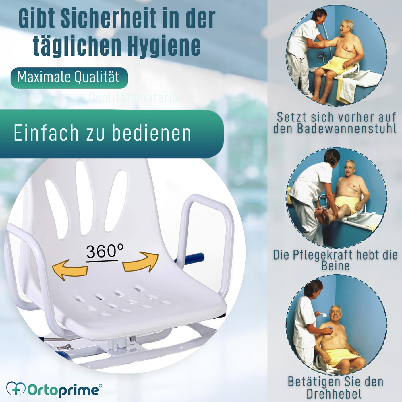 Drehbarer Badewannensitz | Bequemer Duschtransfer — OrtoPrime.de