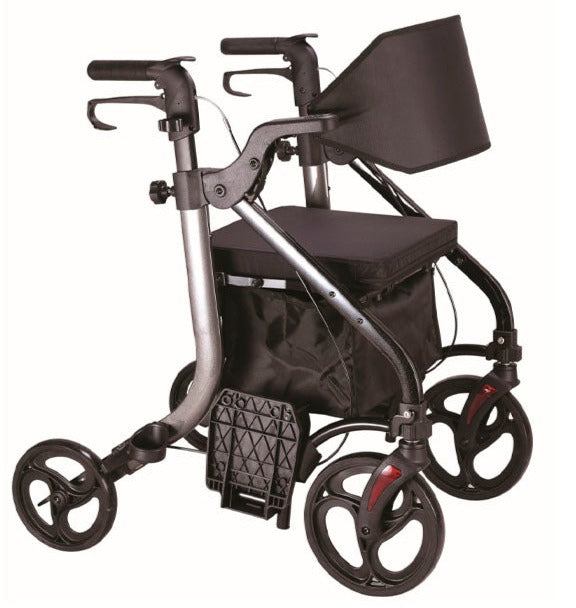 Faltbarer Rollator mit Rollstuhlsitz und Korb | Komfort Plus — OrtoPrime.de